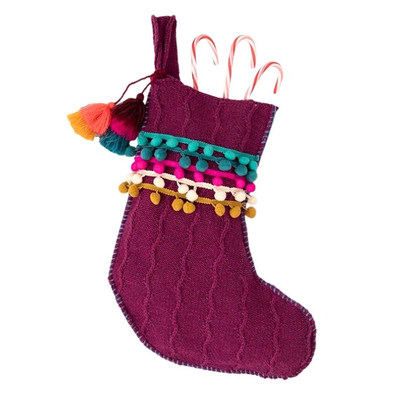 Berry Pom Pom Stocking – Grace Violet