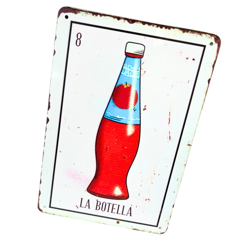 La Botella Mexican Lotería Tin Art Sign – Grace Violet